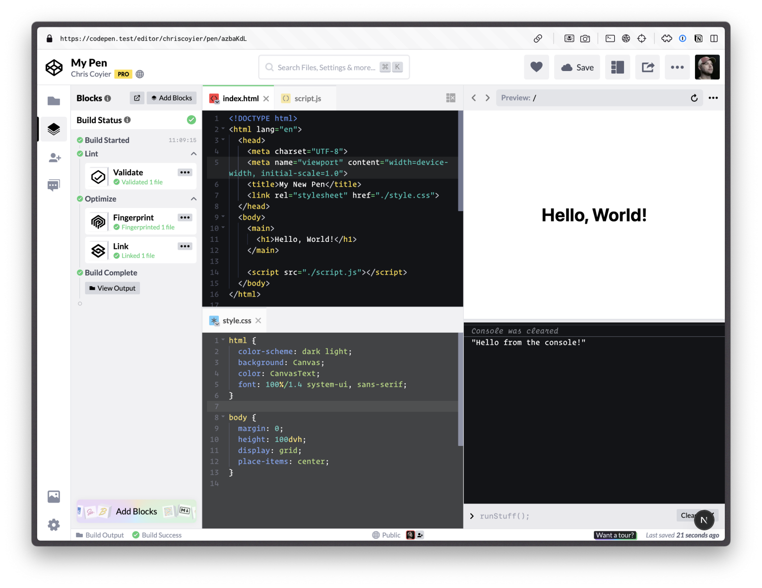 View Preferences – CodePen